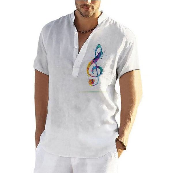 Music Note Standing Collar Shirt - Artistic Pod