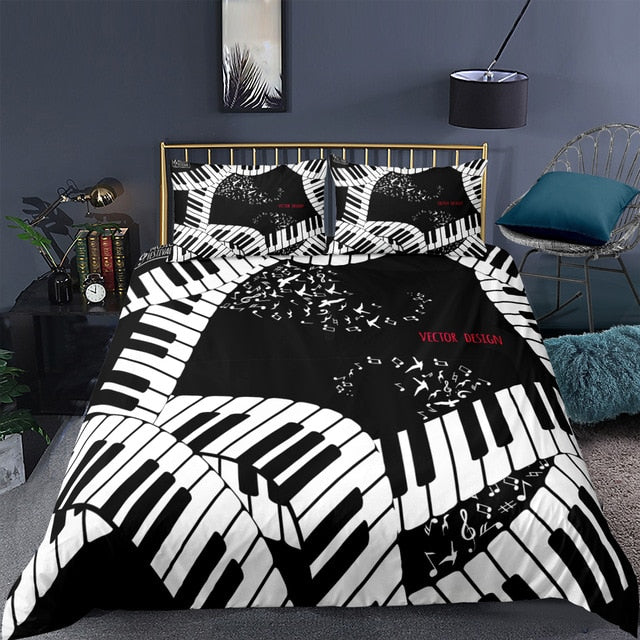 Piano Music Notes Printed Bedding Set - Artistic Pod